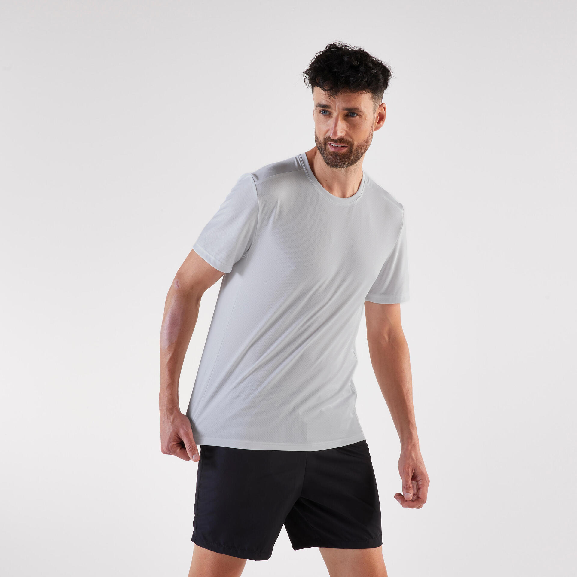Áo thun chạy bộ nam - Run 100 xám