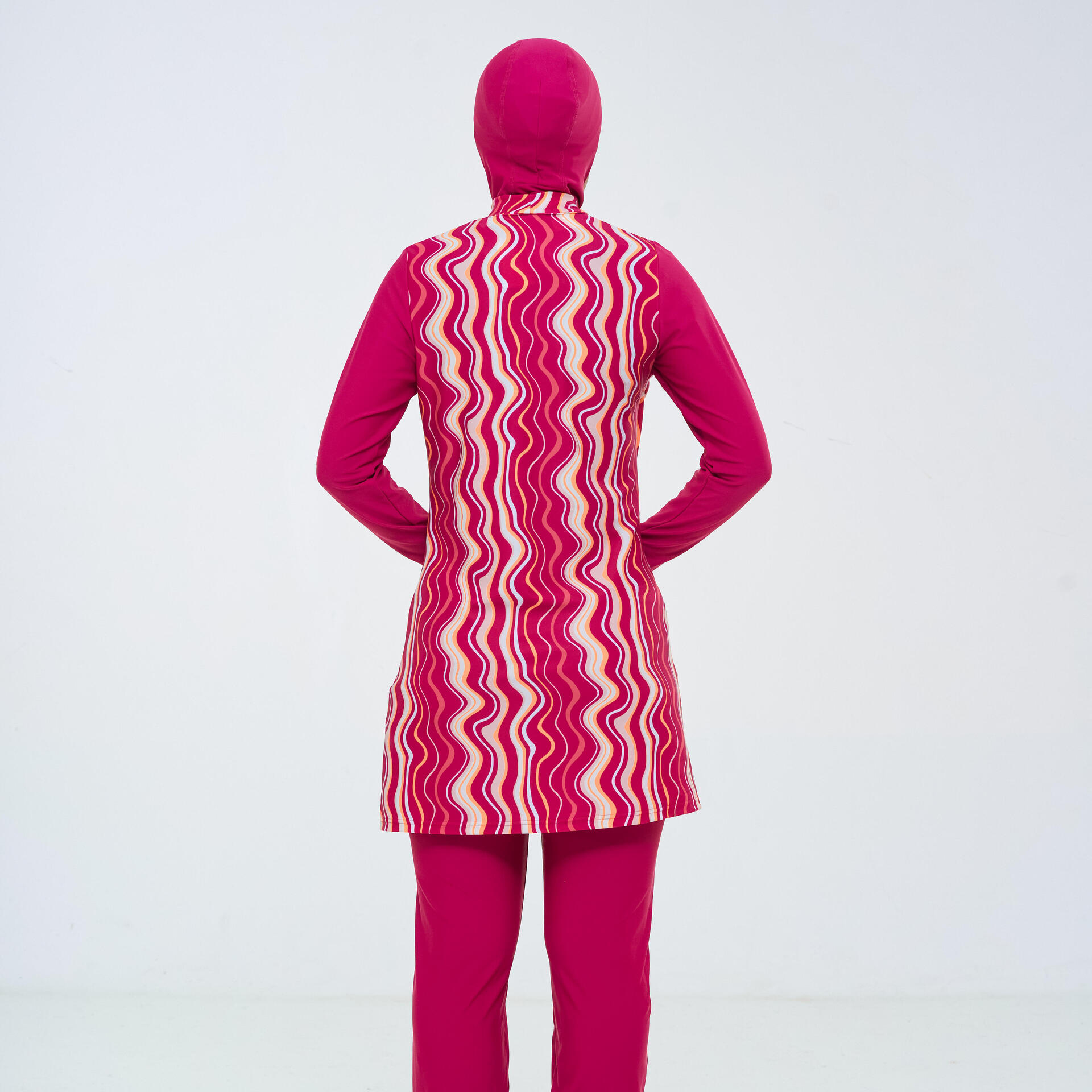 Modest full-coverage swim tunic with built-in padded cups