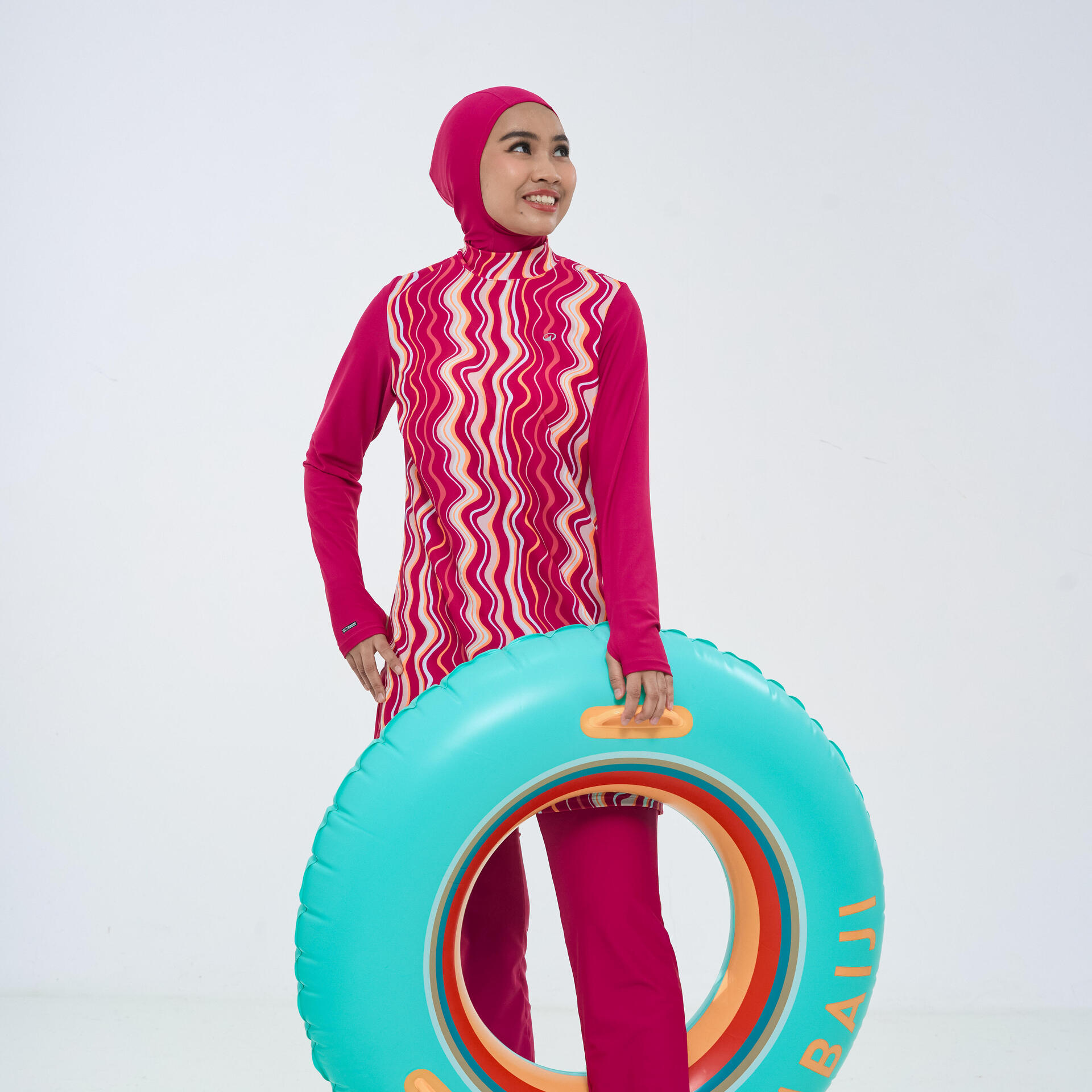 Modest full-coverage swim tunic with built-in padded cups