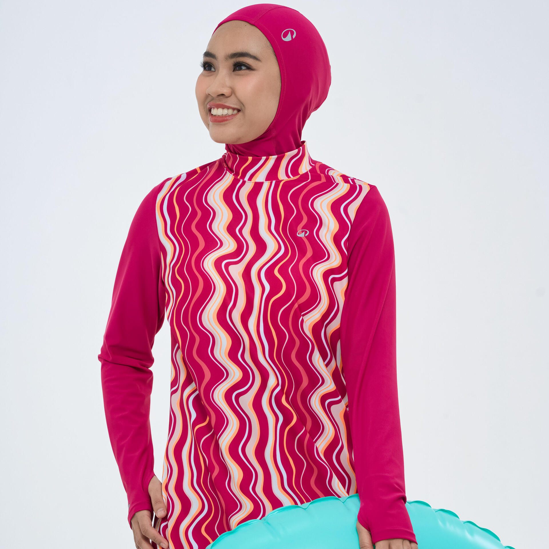 Modest full-coverage swim tunic with built-in padded cups