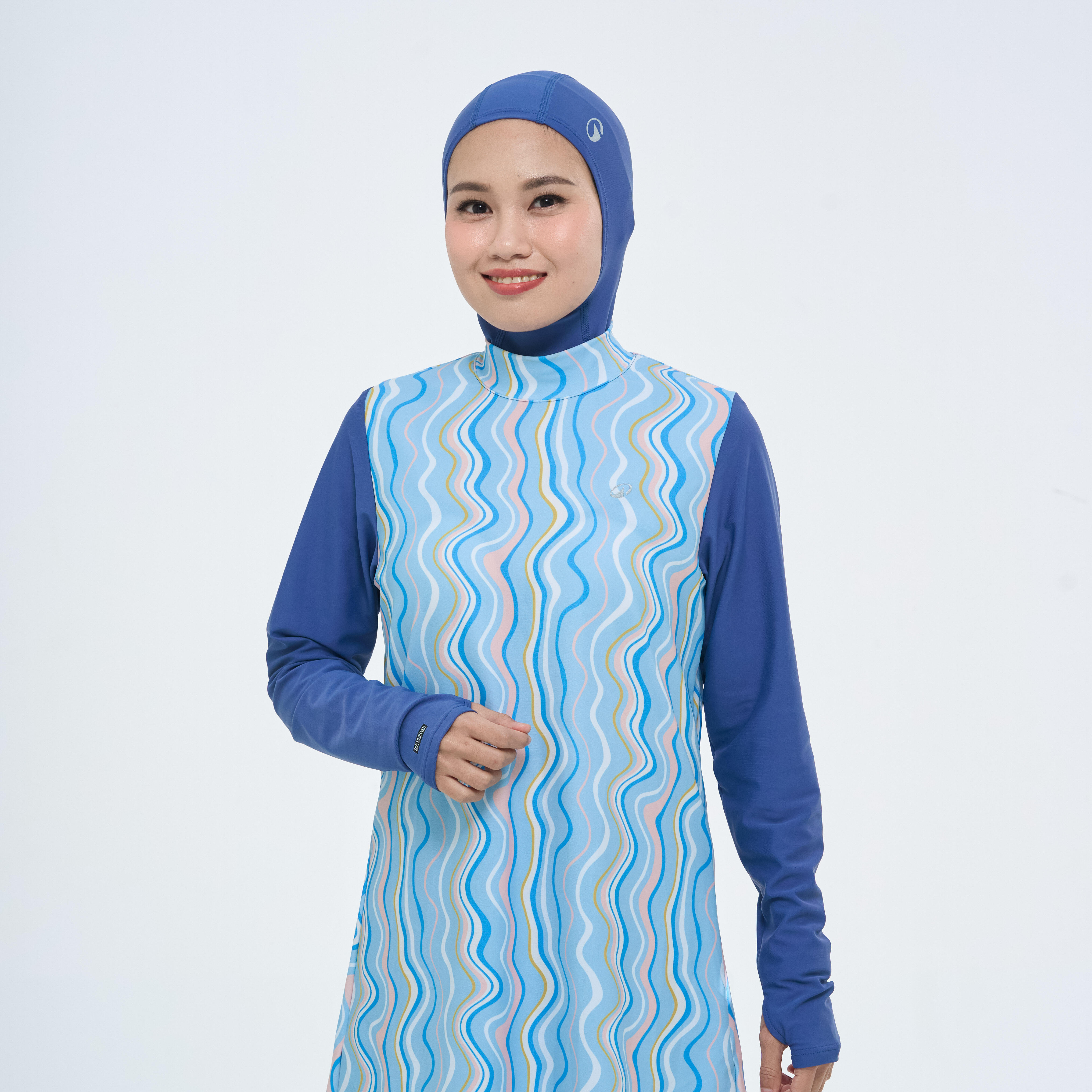 Modest full-coverage swim tunic with built-in padded cups