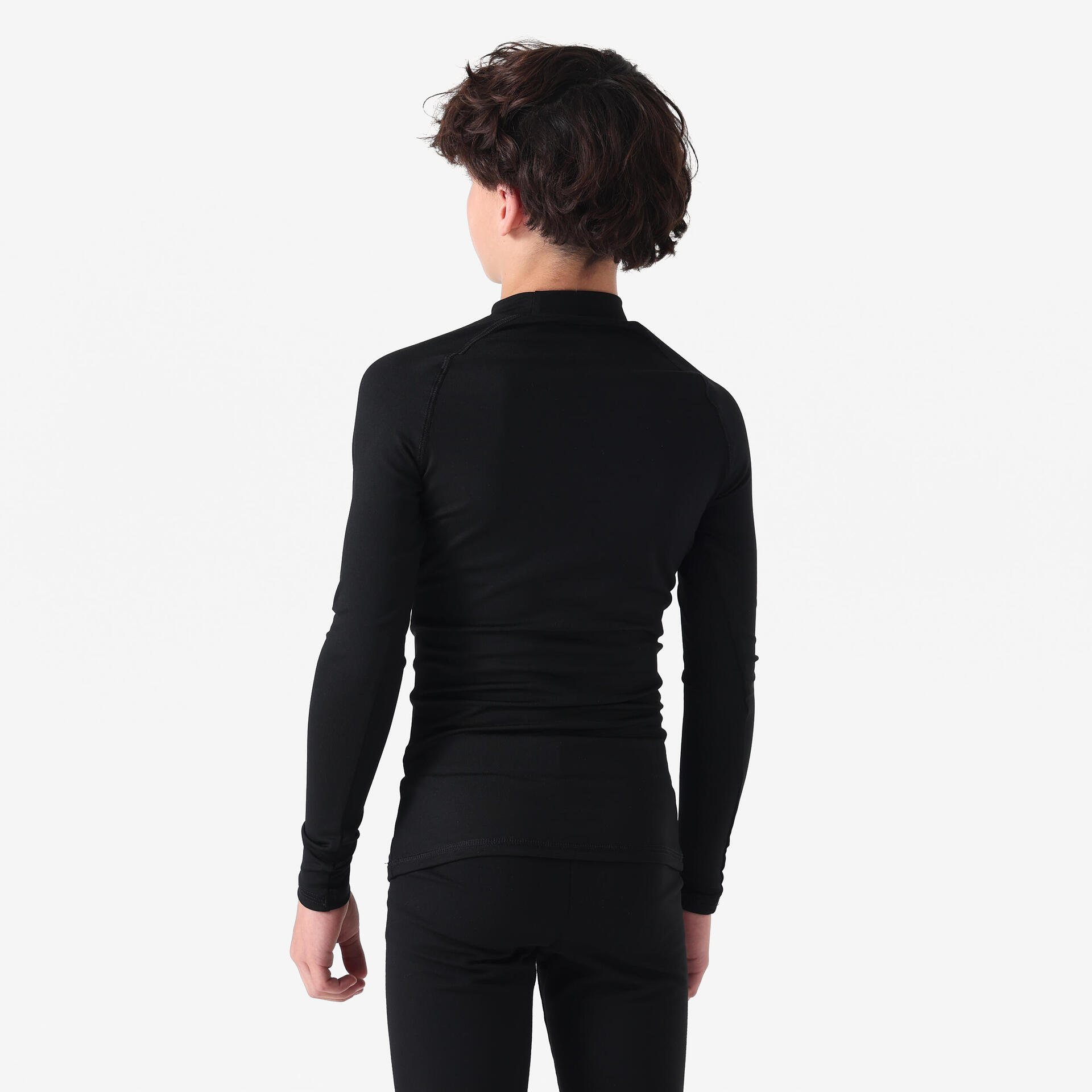 Kids' Long-Sleeved Thermal Football Base Layer Top Keepconfort 100 - Black
