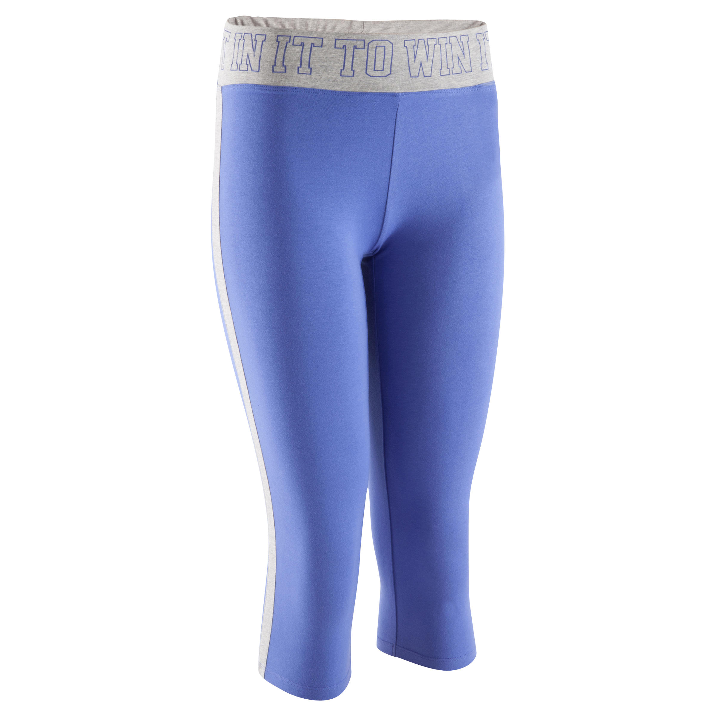 Women's Fitness Cropped Bottoms with Print Waistband - Blue/Grey ...