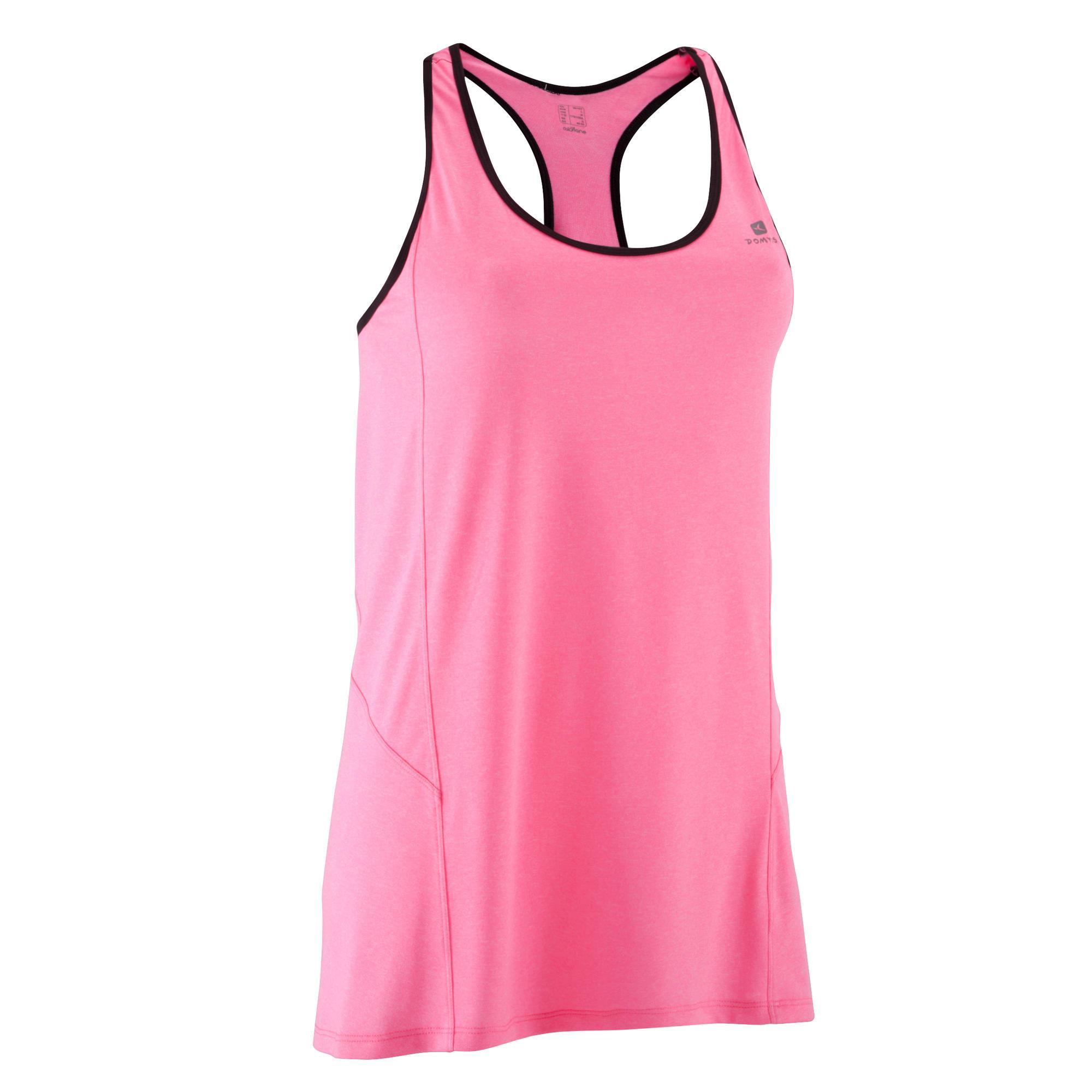 Débardeur long BREATHE+ fitness femme rose liseret noir | Domyos by ...