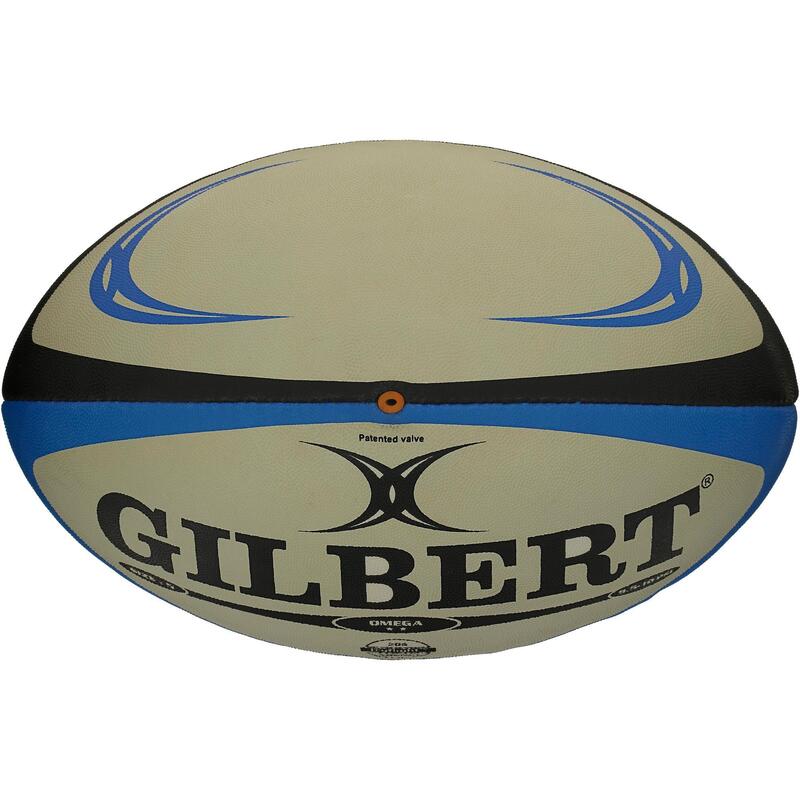 Size 5 Rugby Ball Omega - White/Blue GILBERT - Decathlon