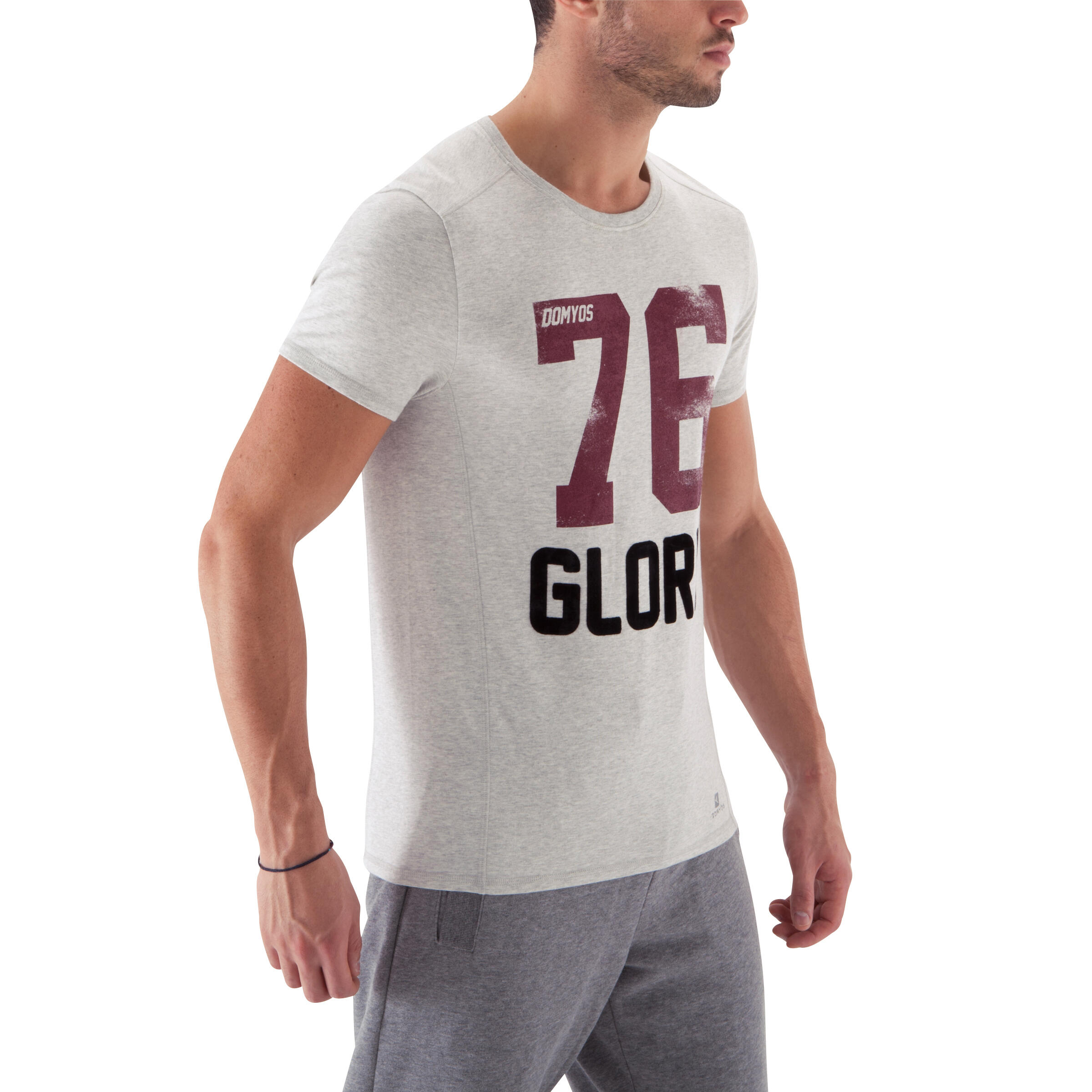 DRY SKIN BODYBUILDING REGULAR FIT T-SHIRT - PRINT - LIGHT GREY - Decathlon
