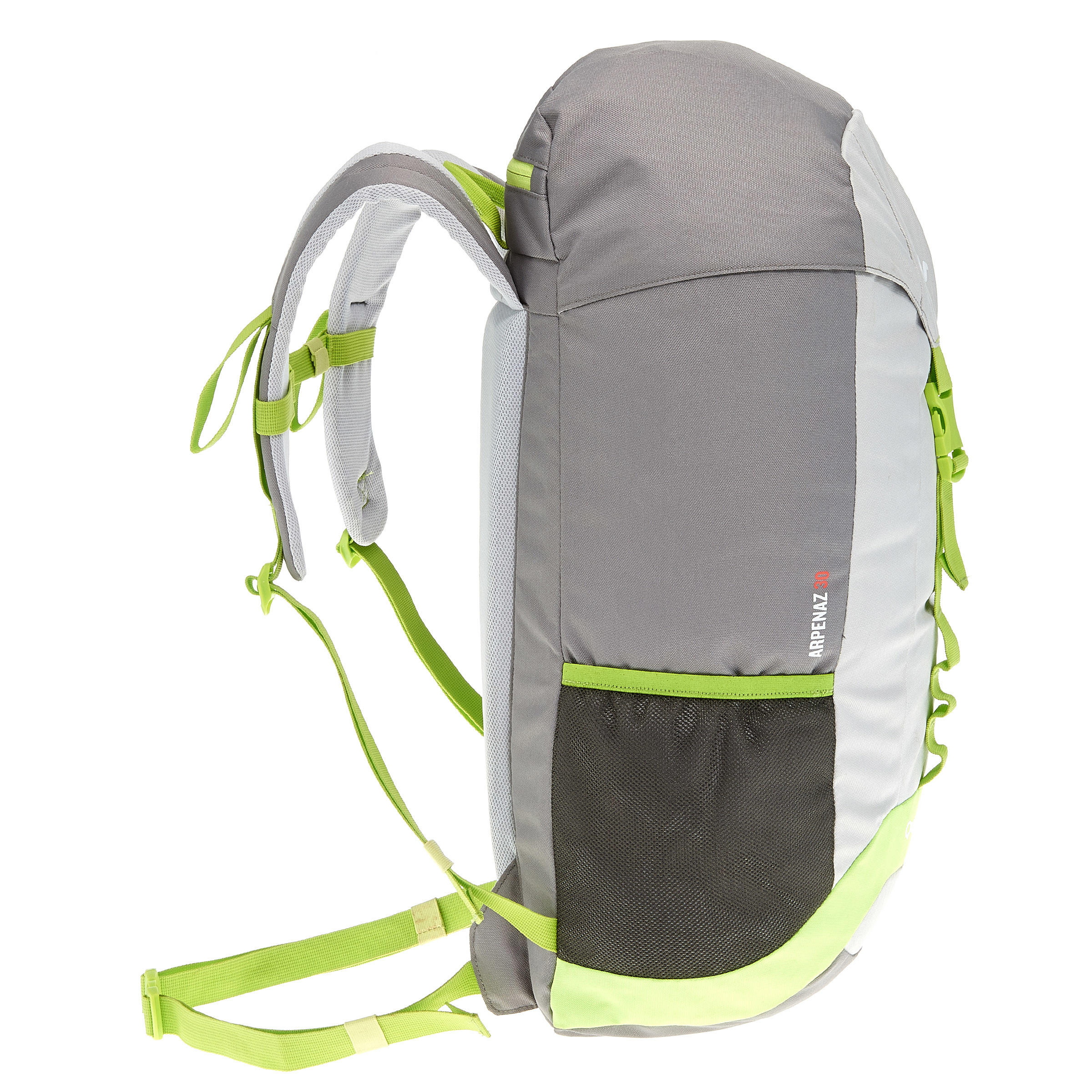 Arpenaz 30 Backpack - Light grey/green: flap fastening - Decathlon