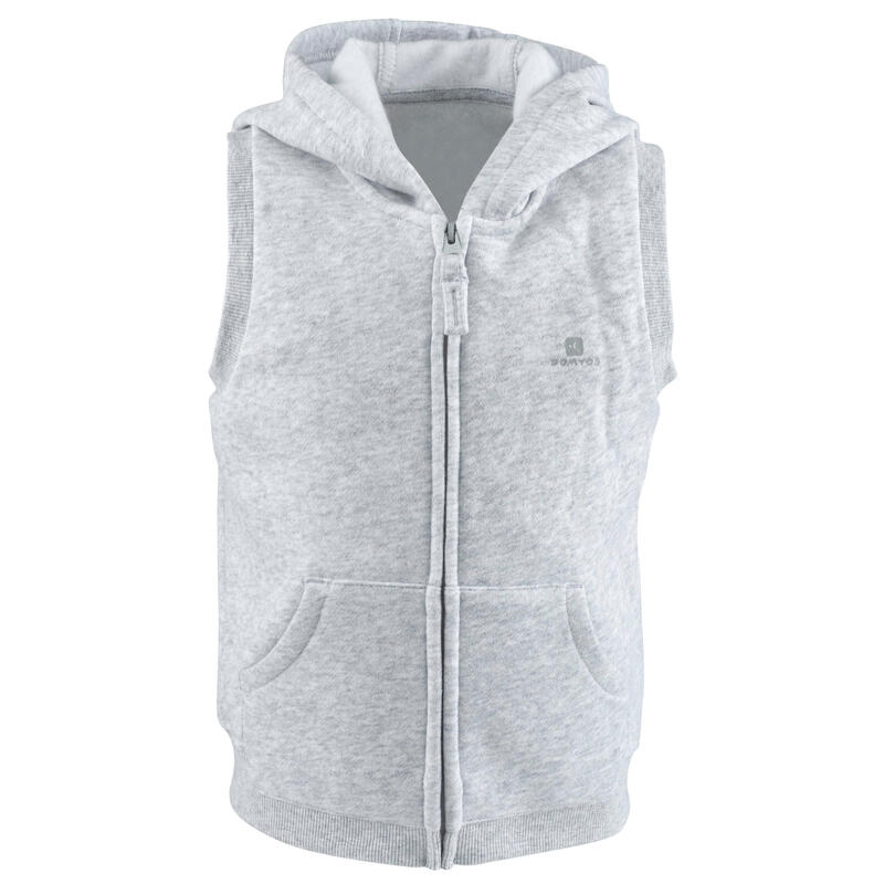 100 Baby Sleeveless Hooded Gym Jacket - Grey DOMYOS - Decathlon