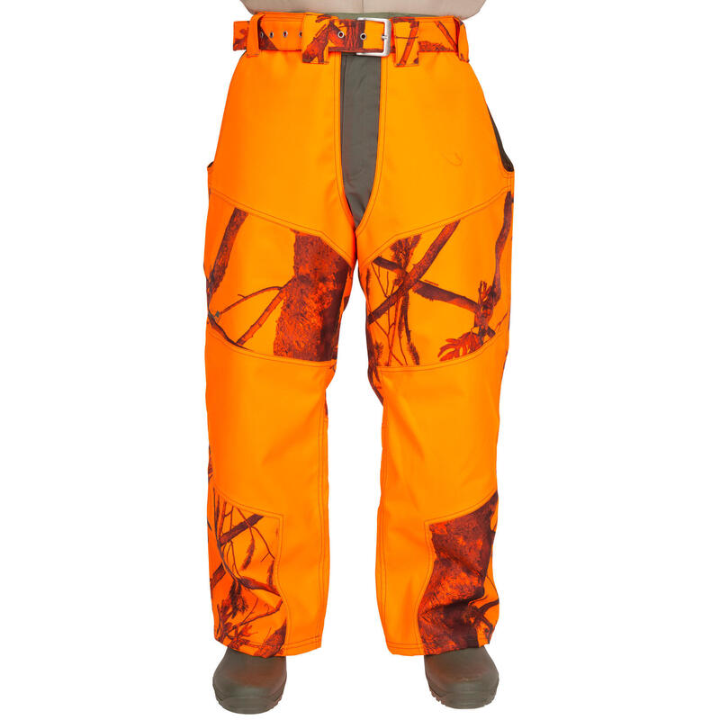 Jagdhose/Chaps Supertrack 300 camouflage orange SOLOGNAC - DECATHLON