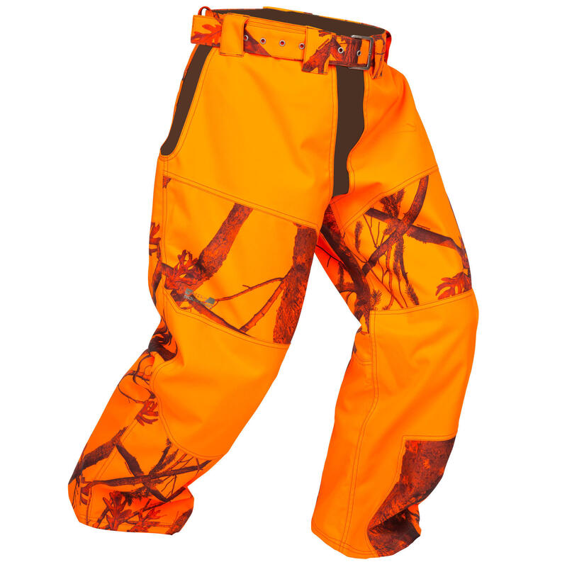 Jagdhose/Chaps Supertrack 300 camouflage orange SOLOGNAC - DECATHLON
