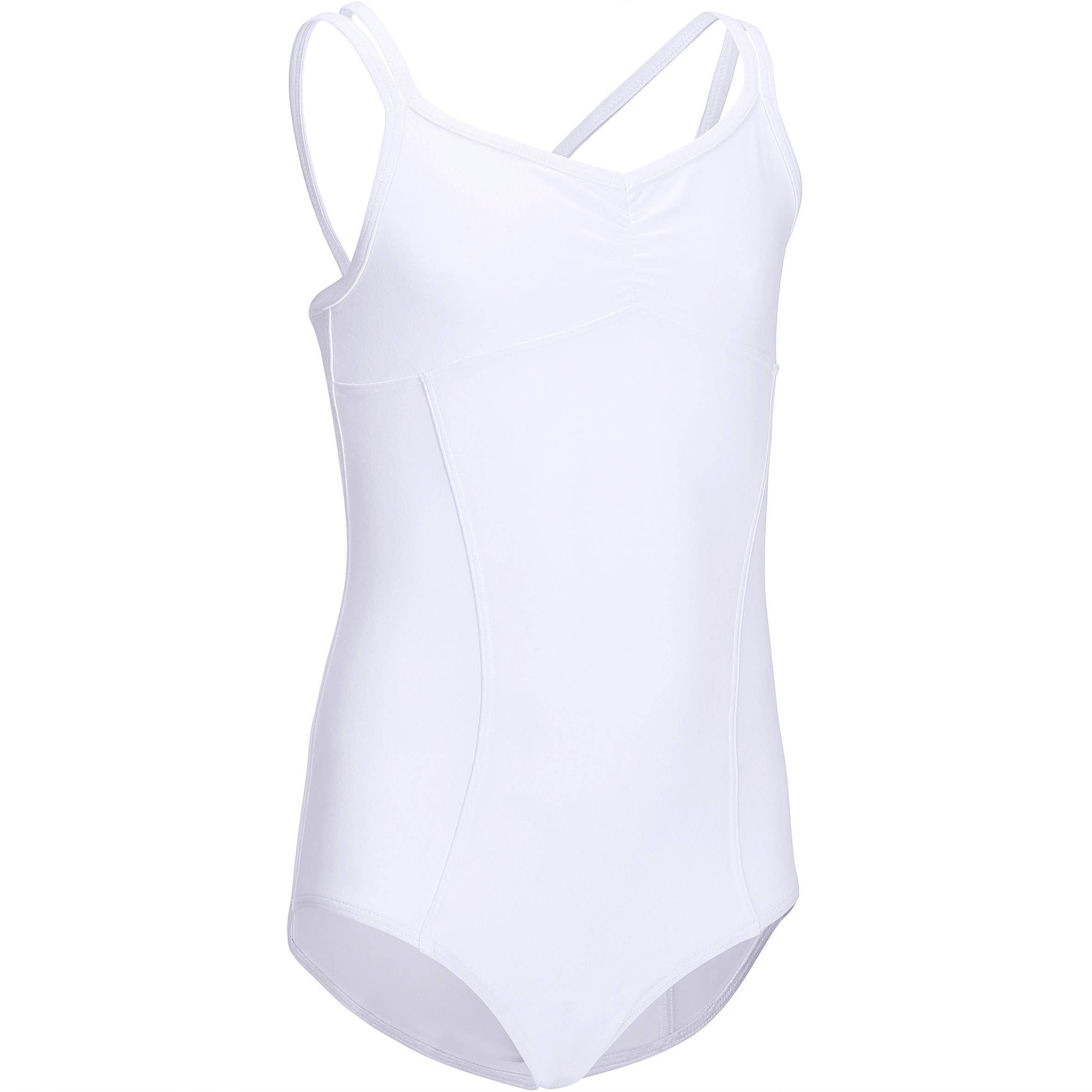 Sylvia Girls' Ballet Leotard with Thin Straps - White - Decathlon