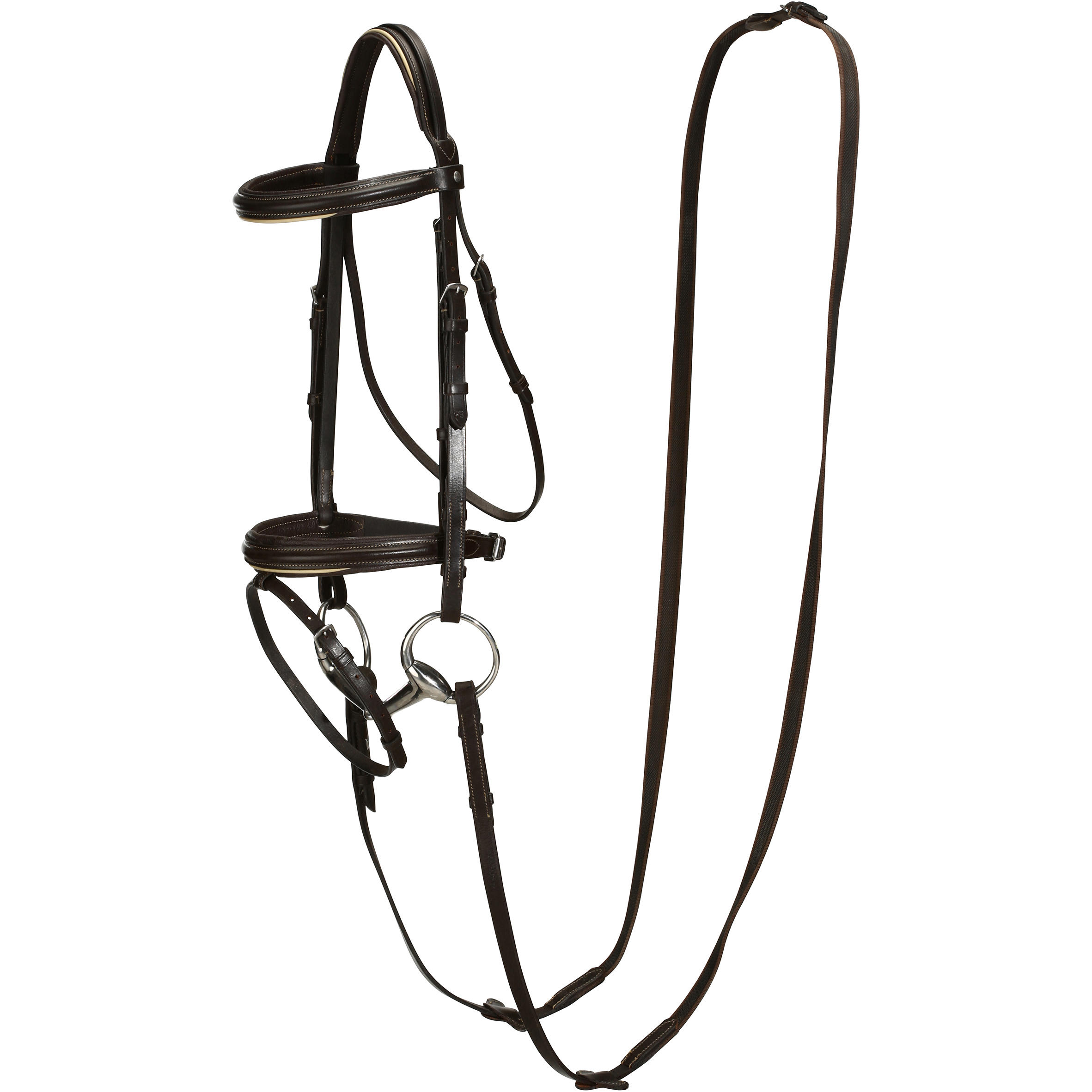 Filet + rênes équitation cheval et poney EDIMBURGH marron Fouganza ...