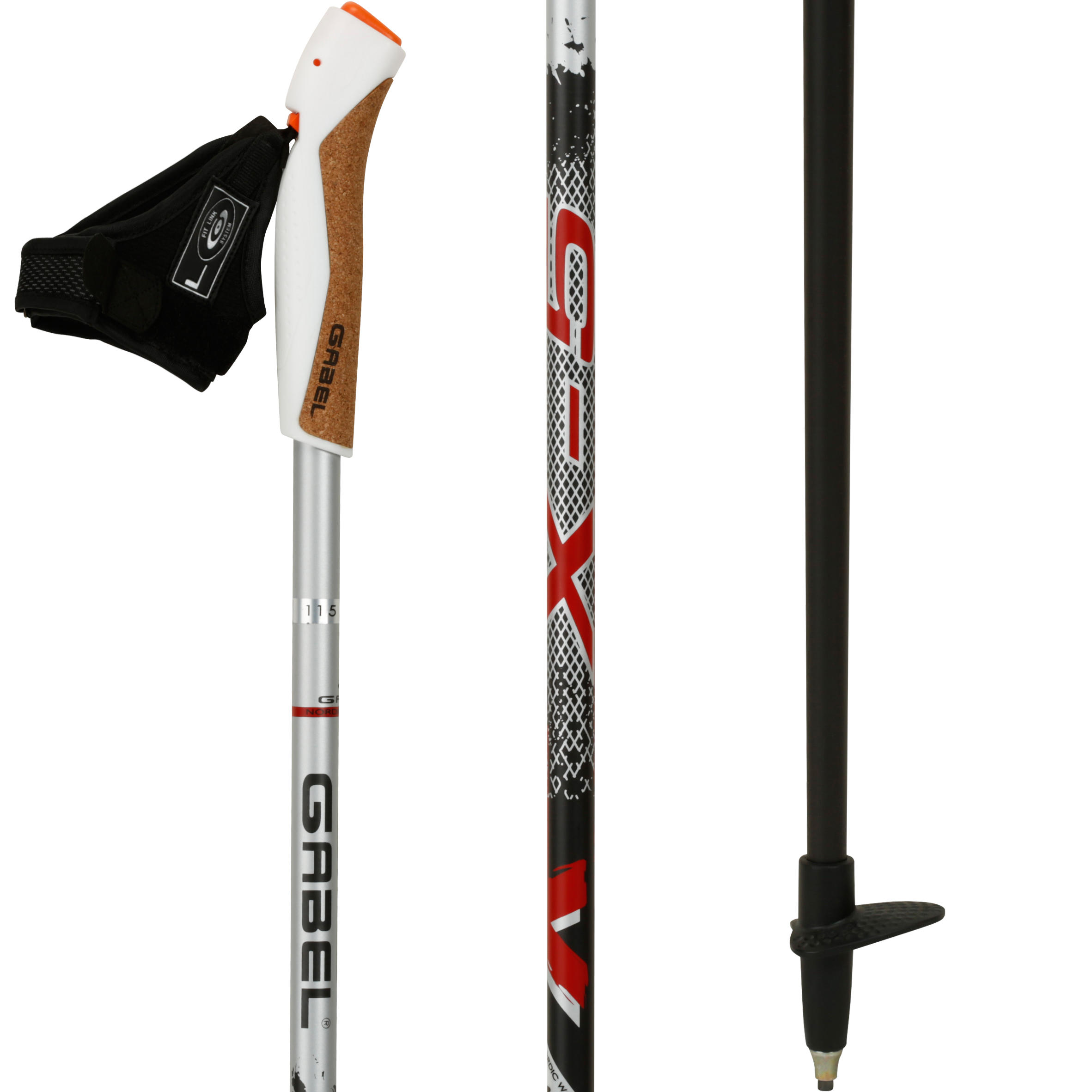 Gabel X-5 Nordic Walking Poles - Black/Grey - Decathlon