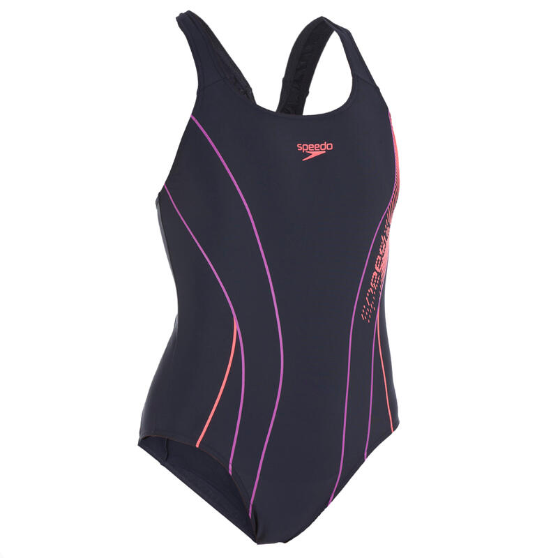 Badeanzug Gaphic Navy Red Damen SPEEDO - DECATHLON