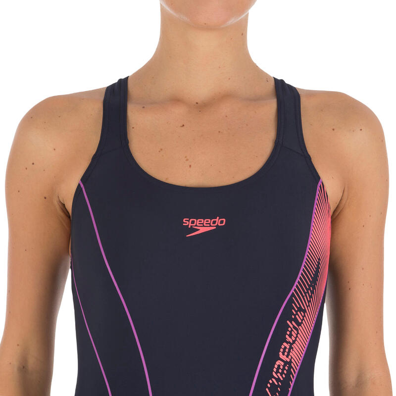 Badeanzug Gaphic Navy Red Damen SPEEDO - DECATHLON