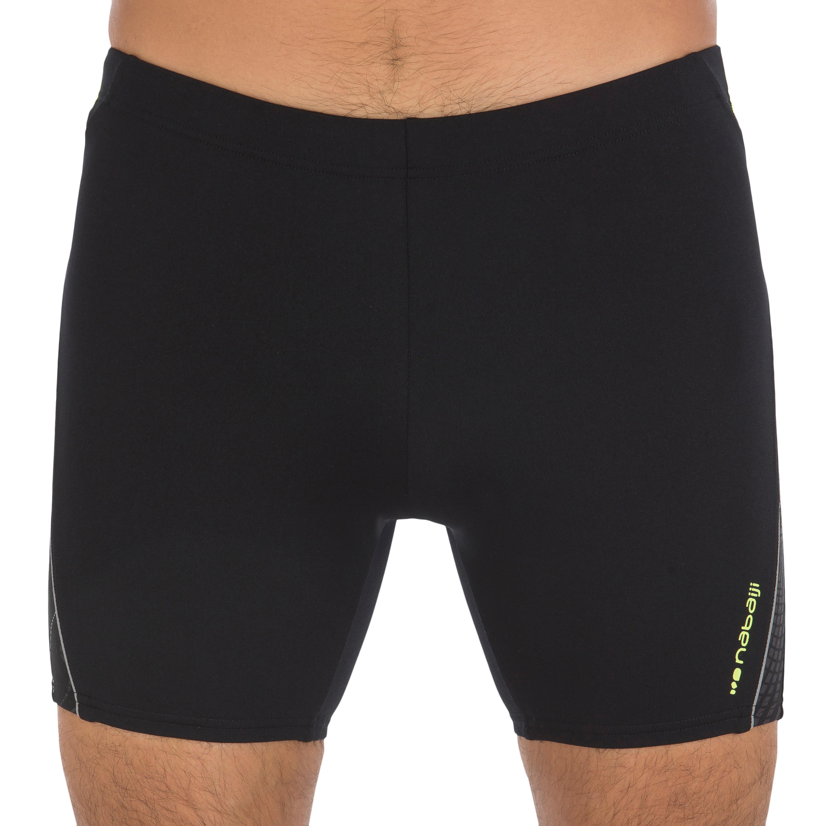 MEN'S LONG SWIMMING BOXERS - BLACK / YELLOW - Decathlon