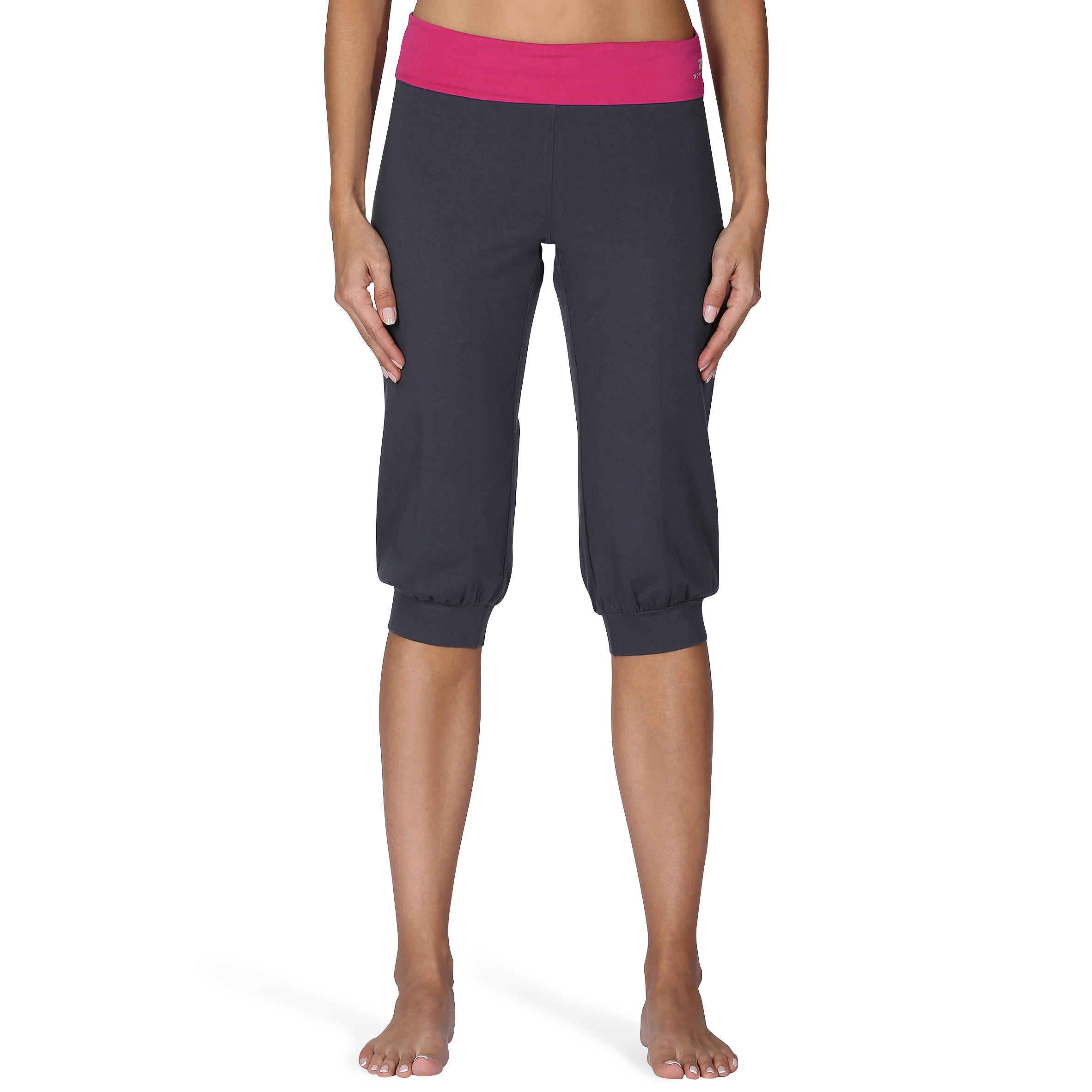 Women's Organic Cotton Yoga Cropped Bottoms - Dark Grey