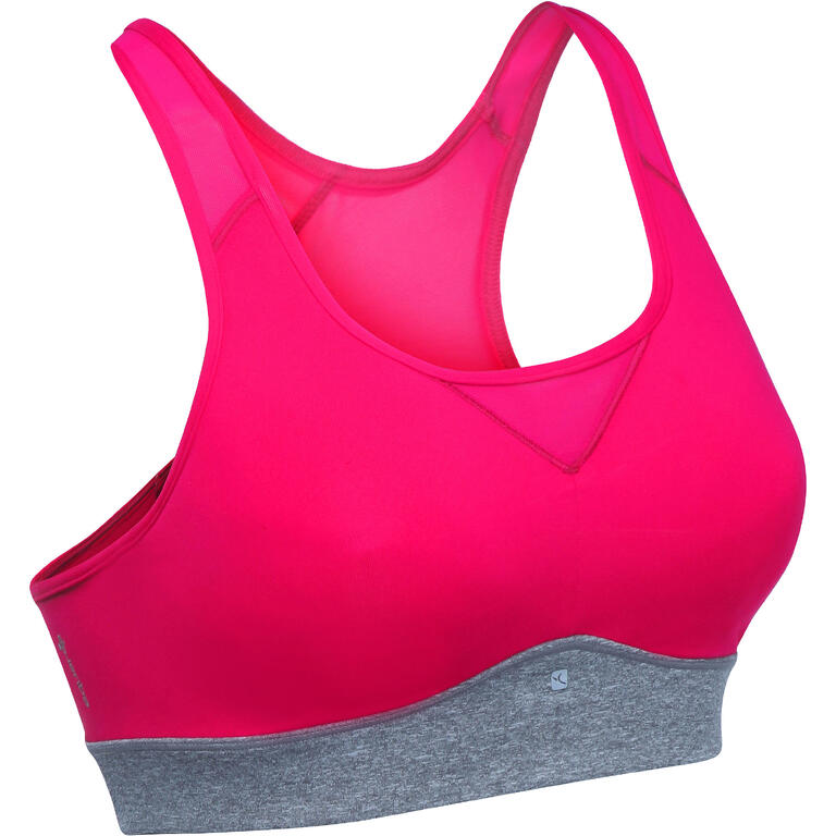 Buy Fitness Undergarments Online In India|Supportiv Bra Dark Pink|Domyos