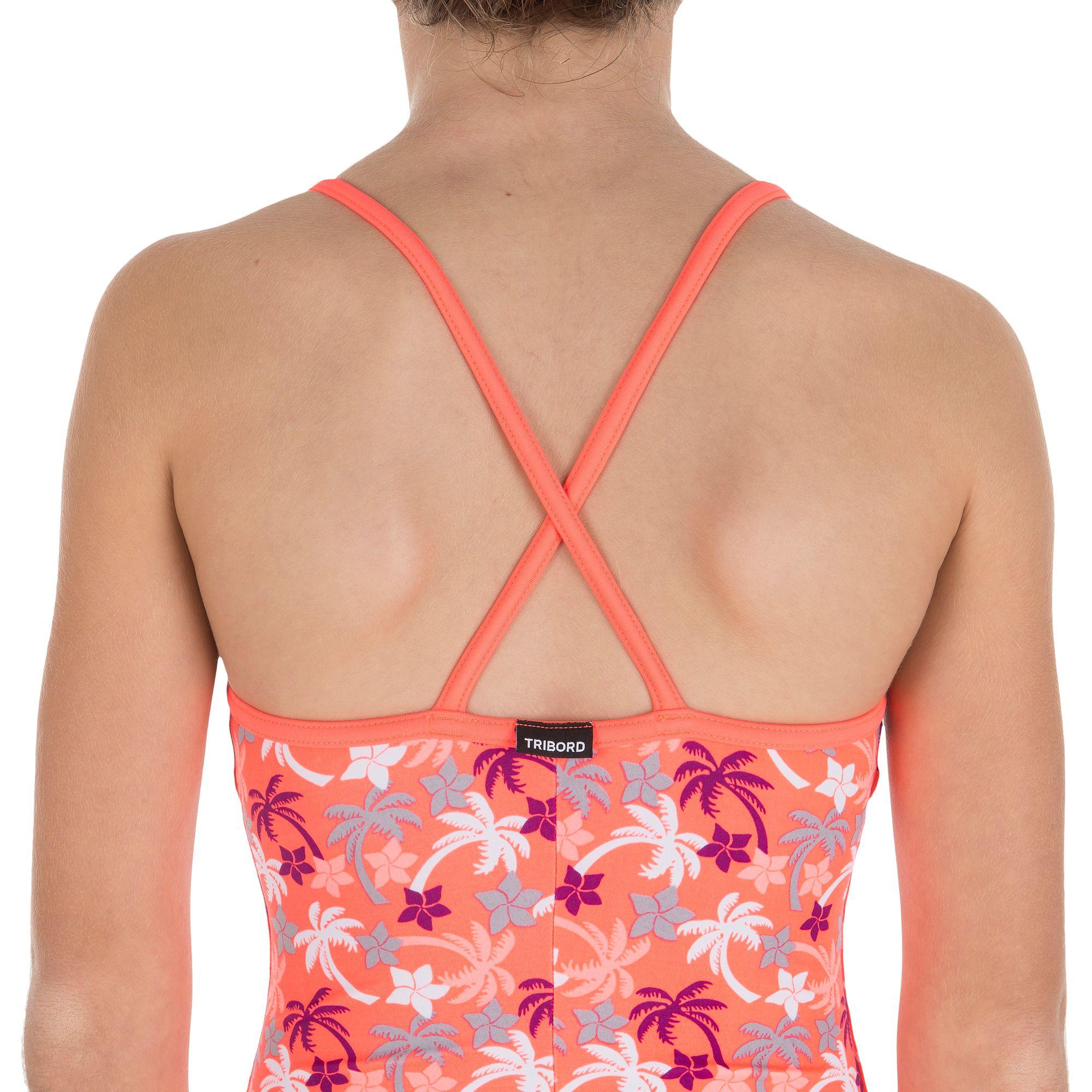 LG Coco Girls' One-Piece Cross Back Swimsuit - Orange - Decathlon