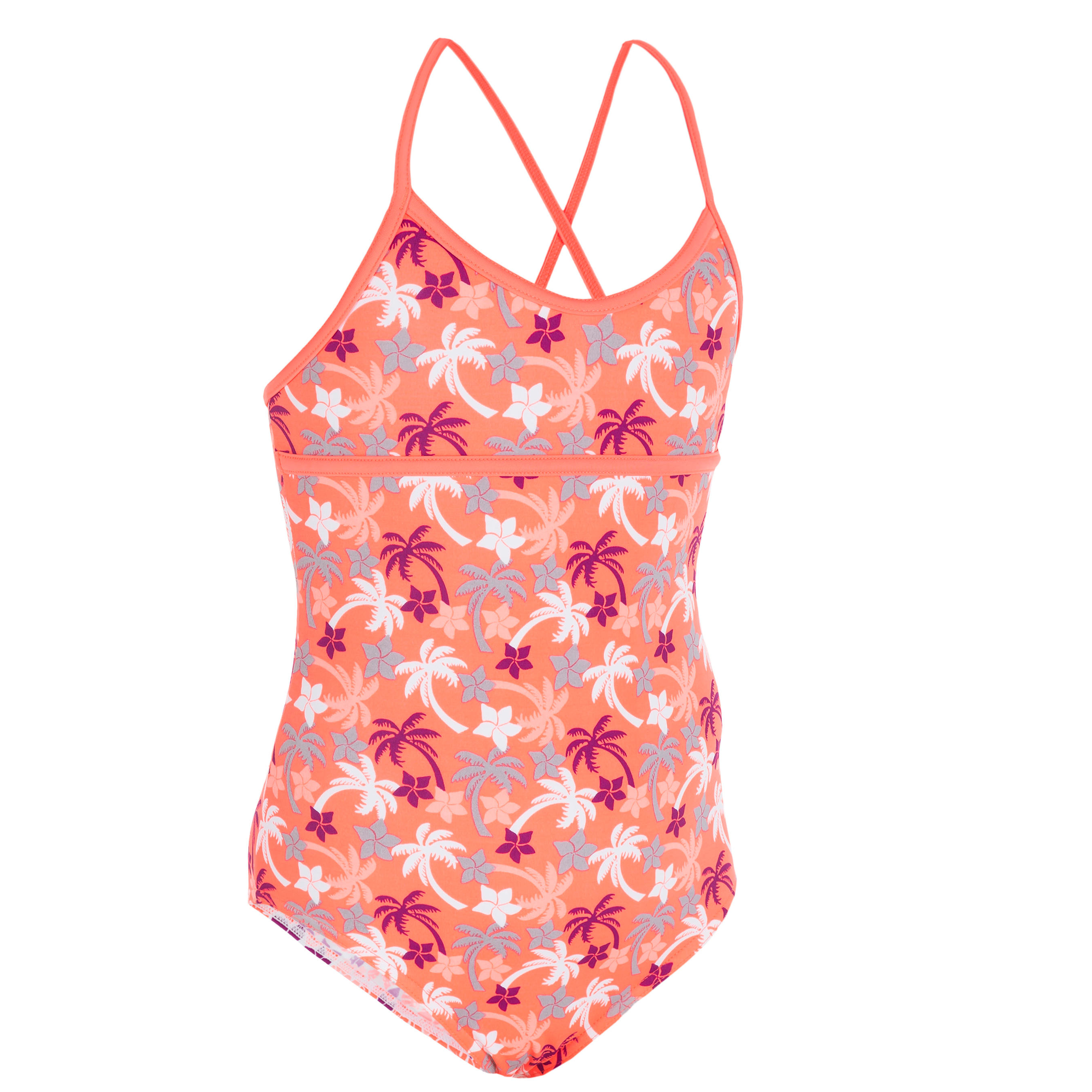 LG Coco Girls' One-Piece Cross Back Swimsuit - Orange - Decathlon