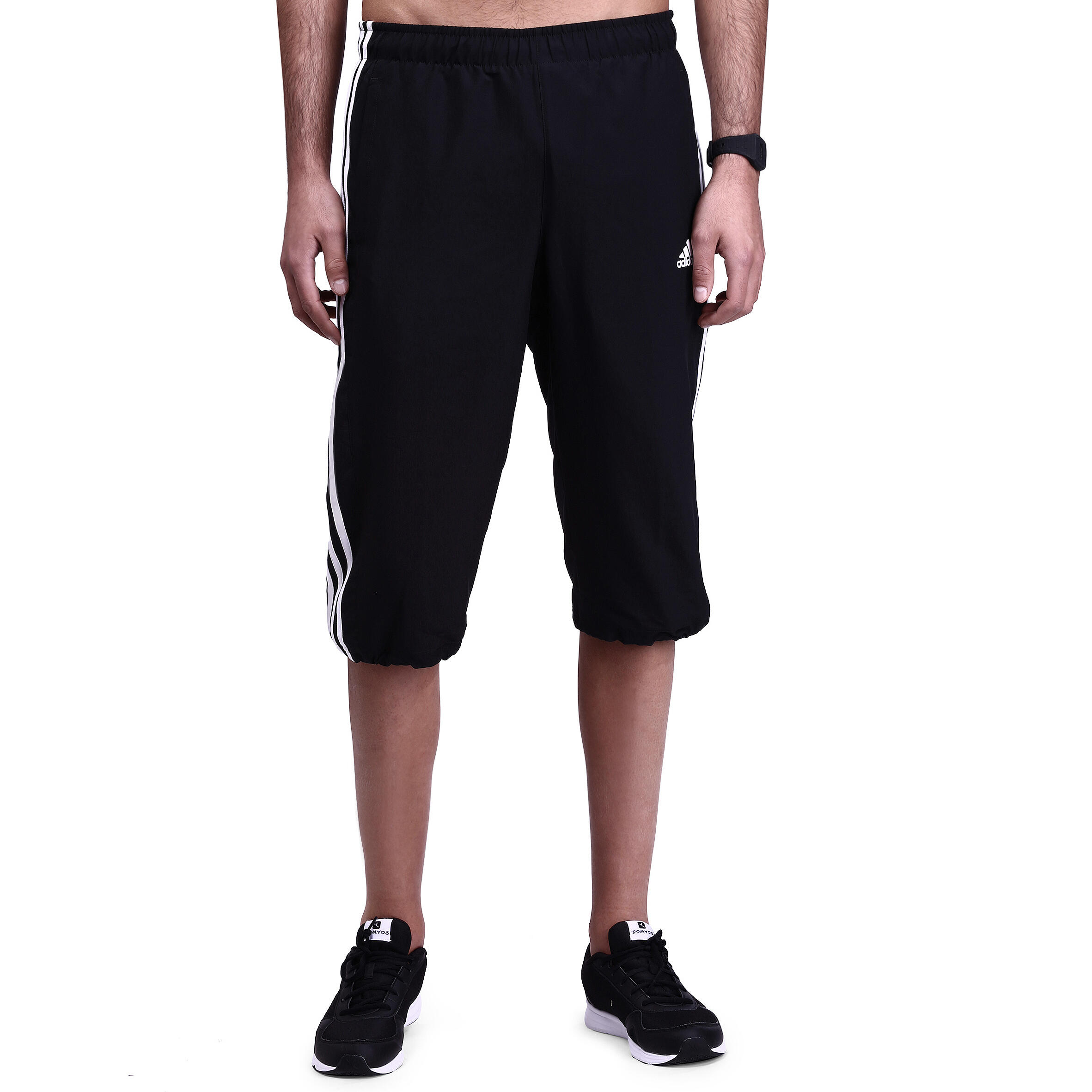 3-Stripe Fitness Cropped Bottoms - Black - Decathlon