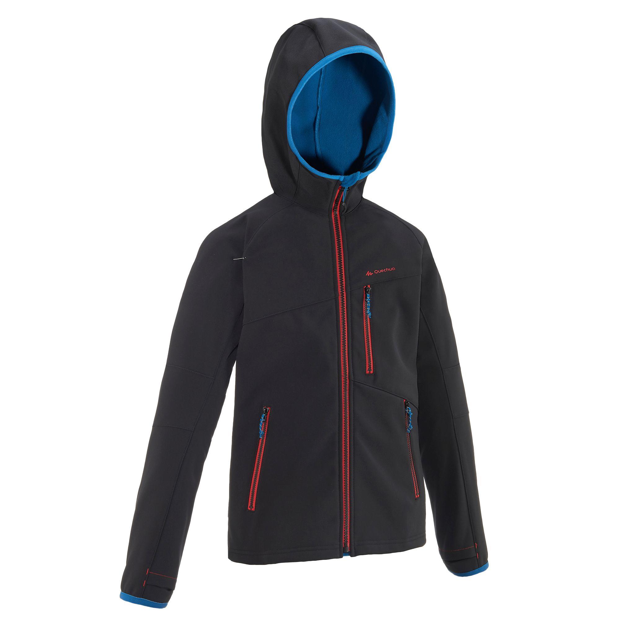 Hike 900 Boy's Softshell Hiking Jacket - Black - Decathlon
