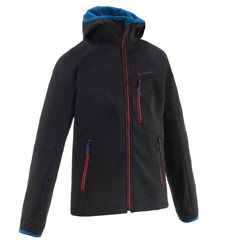 Hike 900 Boy's Softshell Hiking Jacket - Black - Decathlon