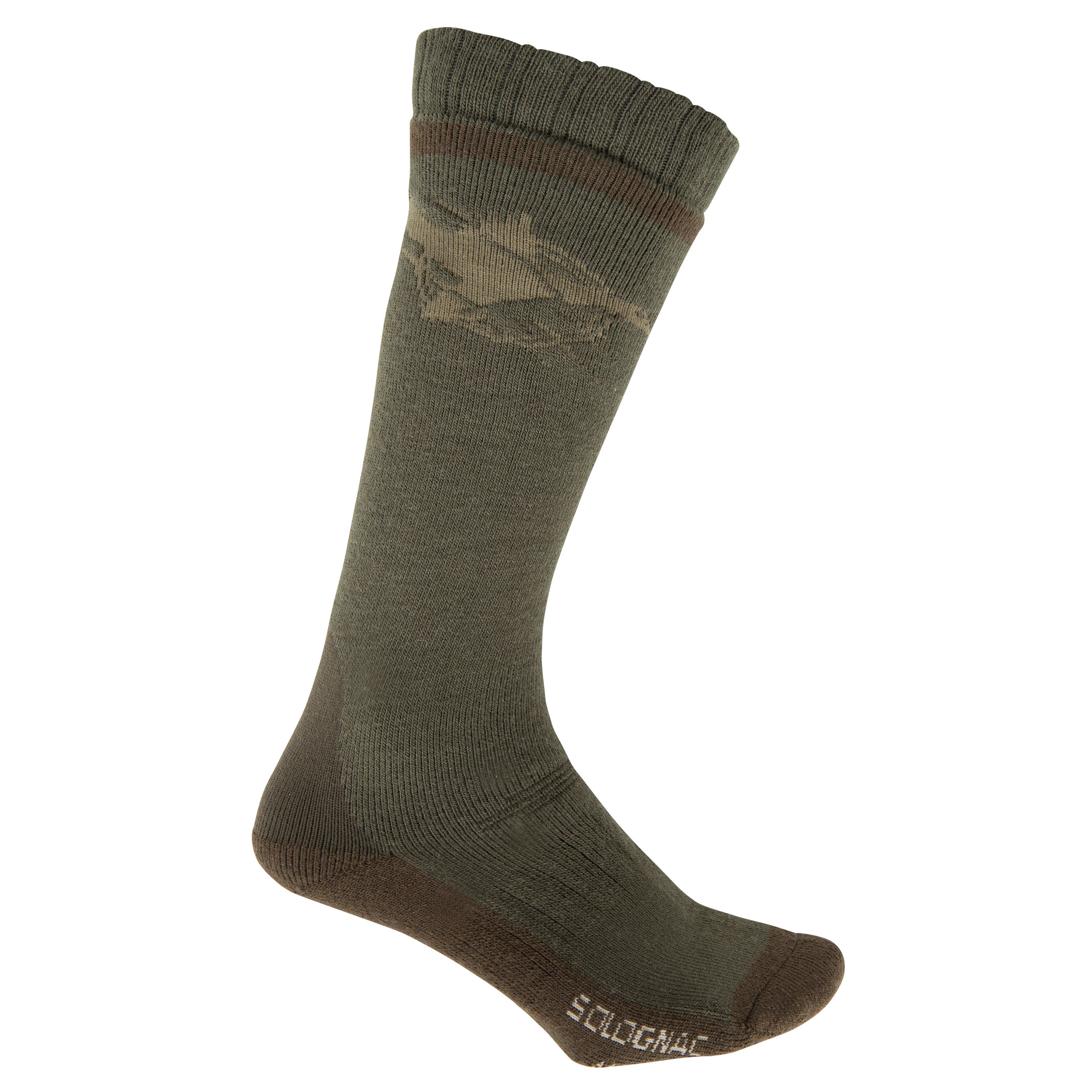 Winter high hunting sock - duck green - Decathlon
