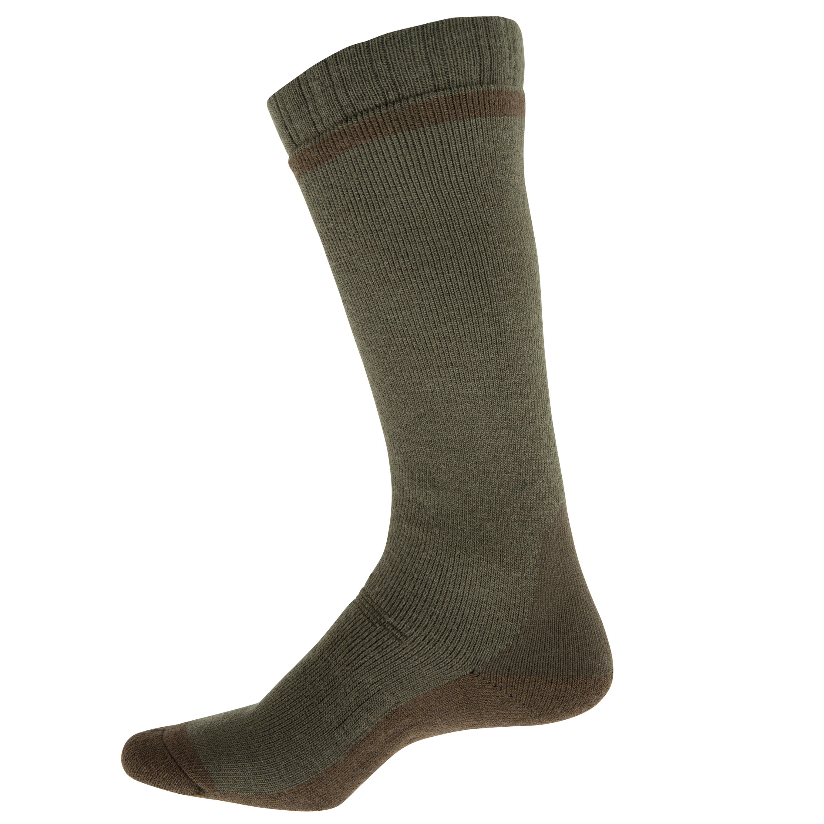 Winter high hunting sock - duck green - Decathlon