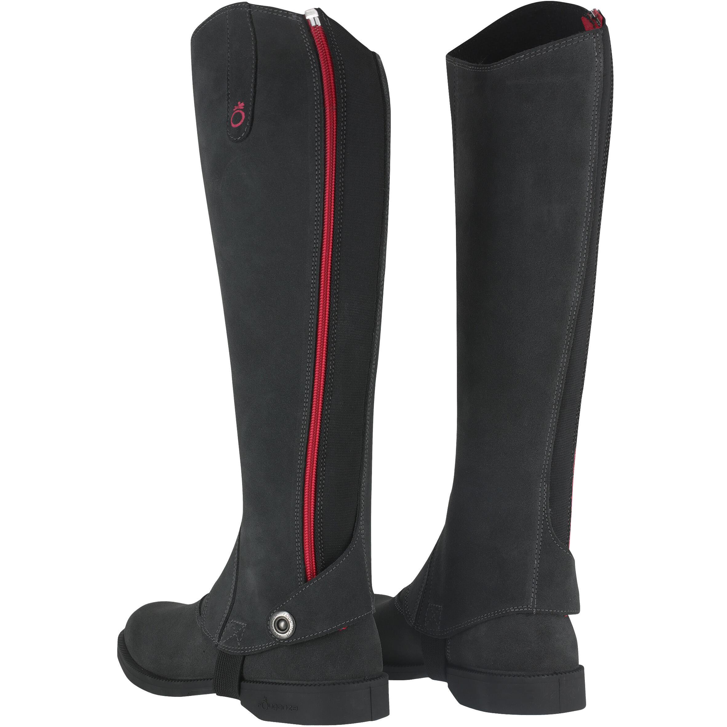 Classic 300 Horse Riding Leather Half Chaps - Grey - Decathlon