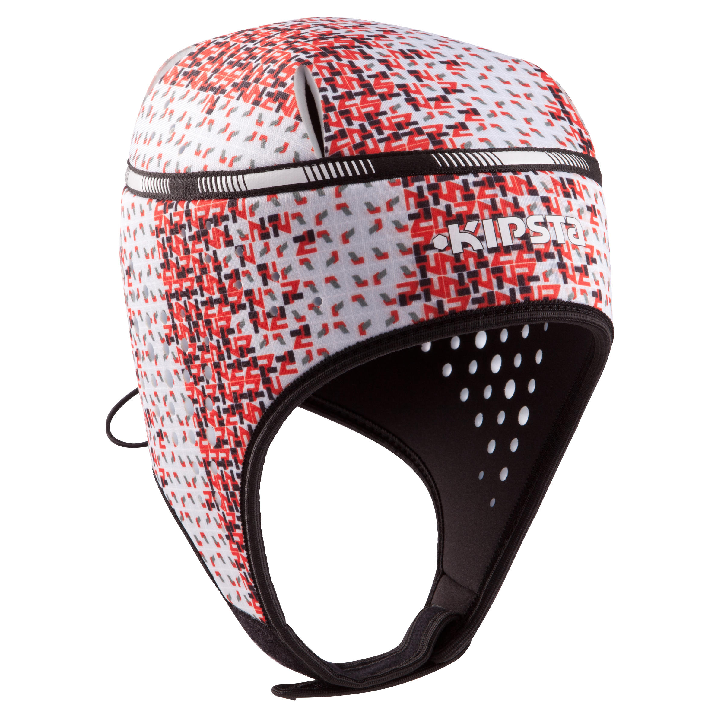 Full H 100 Kids Rugby Scrum Cap - Red White - Decathlon