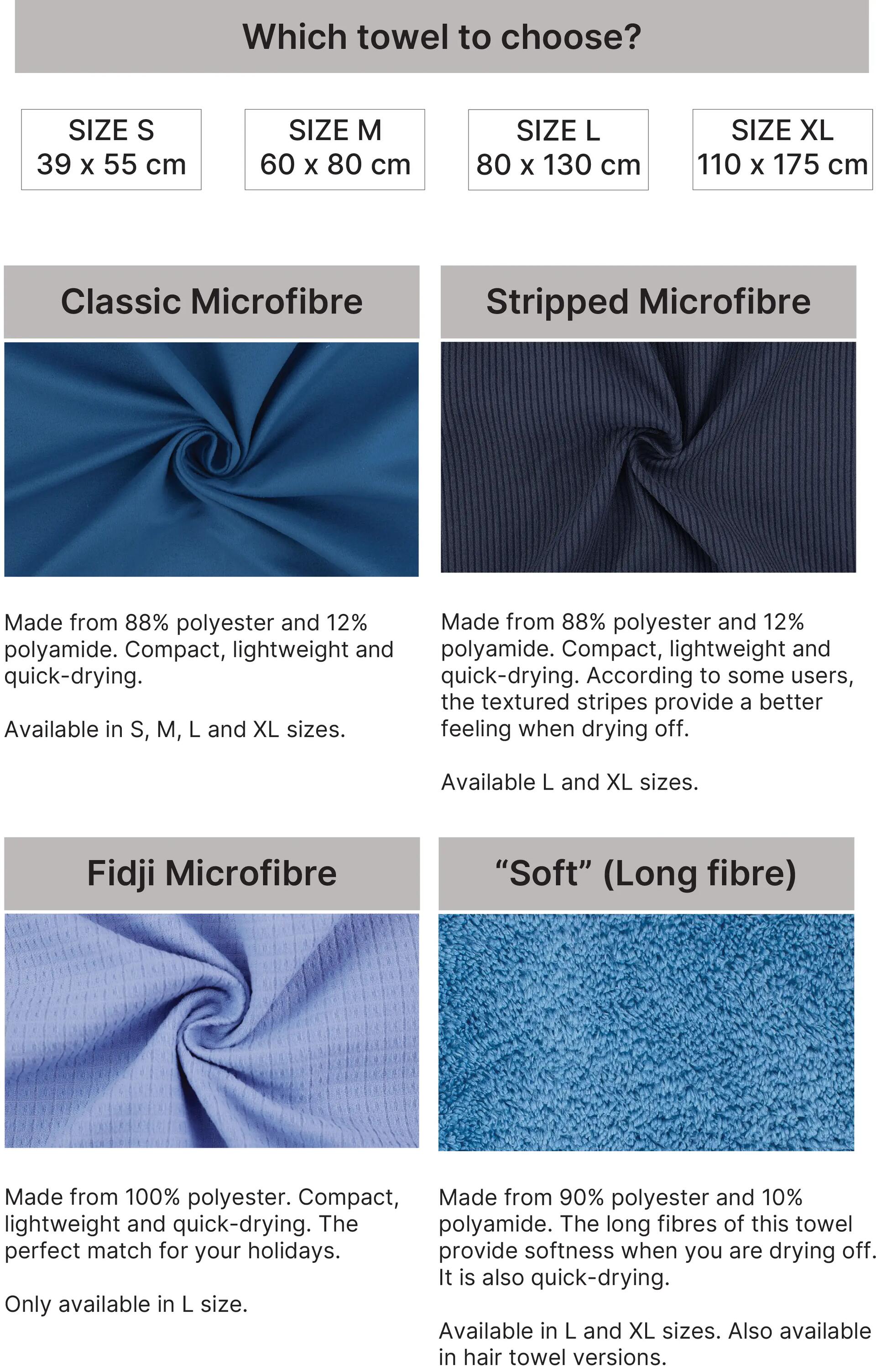 Microfibre Towel Quick Drying Extra Large 110x175cm Classic