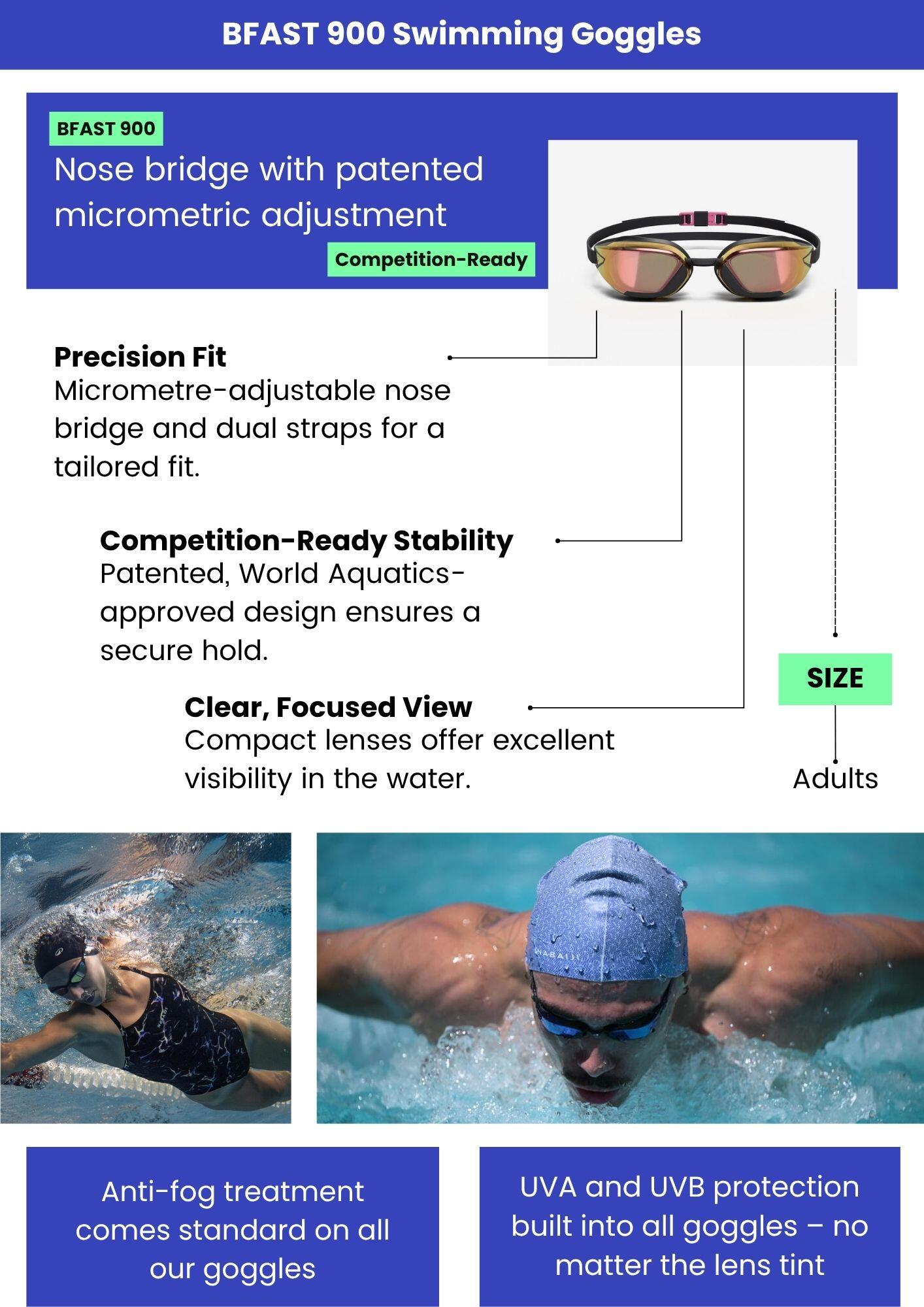 900 B-FAST Swimming Goggles - Black Orange, Smoke Lenses