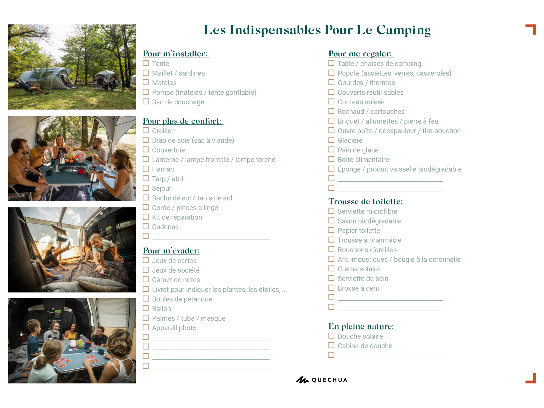 Checklist du matériel pour partir en camping Checklist du matériel pour partir en camping